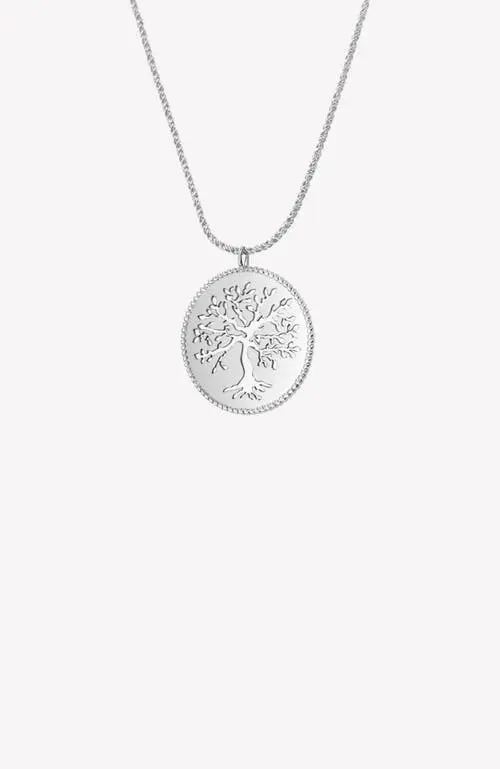 RIZEN JEWELRY Olive Tree Medallion Necklace -   Sterling Silver